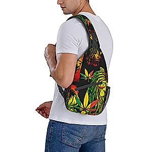 Sling Bags,Jamaican Flag King Lion Men Women Shoulder Backpack,Chest Bag Daypack for Hiking Travel