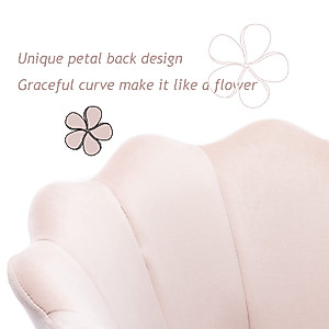 CIMOTA Desk Chair Velvet Task Chair Home Office Chair Adjustable Swivel Rolling Vanity Chair with Wheels for Adults Teens Bedroom Study Room, Light Pink