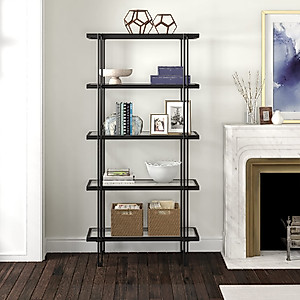 Henn&Hart 68" Tall Rectangular Bookcase in Blackened Bronze, for Home Office, Living Room