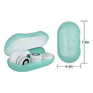 Spinning Face Cleansing Brush Queenwill Waterproof Facial Cleansing Rotating Brush Set for Exfoliating, Face Massage & Deep Cleansing, Equipped with 3 Portable Facial Cleaners & 2 Adjustable Speeds