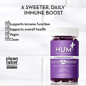 HUM Boost Sweet Boost - Immune Support Gummies with Vitamin C, Zinc & Elderberry - Elderberry Gummies for Immune System Support & General Wellness (60 Vegan Gummies)