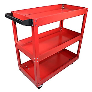 Dragway Tools 3 Tray Service Utility Cart 150 LBS Load Capacity with Swivel 360° Wheels Tool Cart Multifunctional