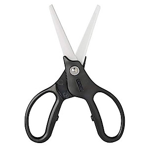Kyocera Ceramic Scissors, Overall length 7.2" with 2.7" Long Blades, Black Handle With White Blades