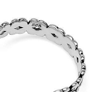 Silvershake Petite Natural Rhodolite Garnet 925 Sterling Silver Flower Stack Stackable Eternity Ring Size 6