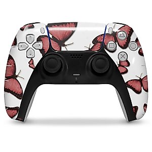 WraptorSkinz Skin Wrap compatible with Sony PS5 DualSense Controller Butterflies Pink (CONTROLLER NOT INCLUDED)
