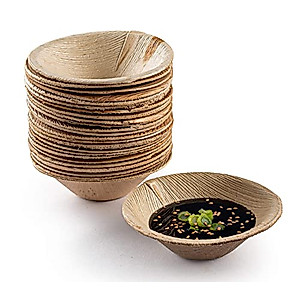 brheez Palm Leaf Bowls 4 Inch - 25 Pack - Eco Friendly, Compostable & Biodegradable – Elegant Bamboo Look Disposable Bowls are Heavy Duty and More Environmentally Friendly than Paper Bowls