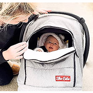 Sho Cute - Winter Baby Car Seat Cover for Boys Girls | Polar Fleece Newborn Cozy Carrier Covers I Warm Infant Carseat Canopy for Babies | Perfect for Cold Weather of Spring Fall and Winter | Soft Grey