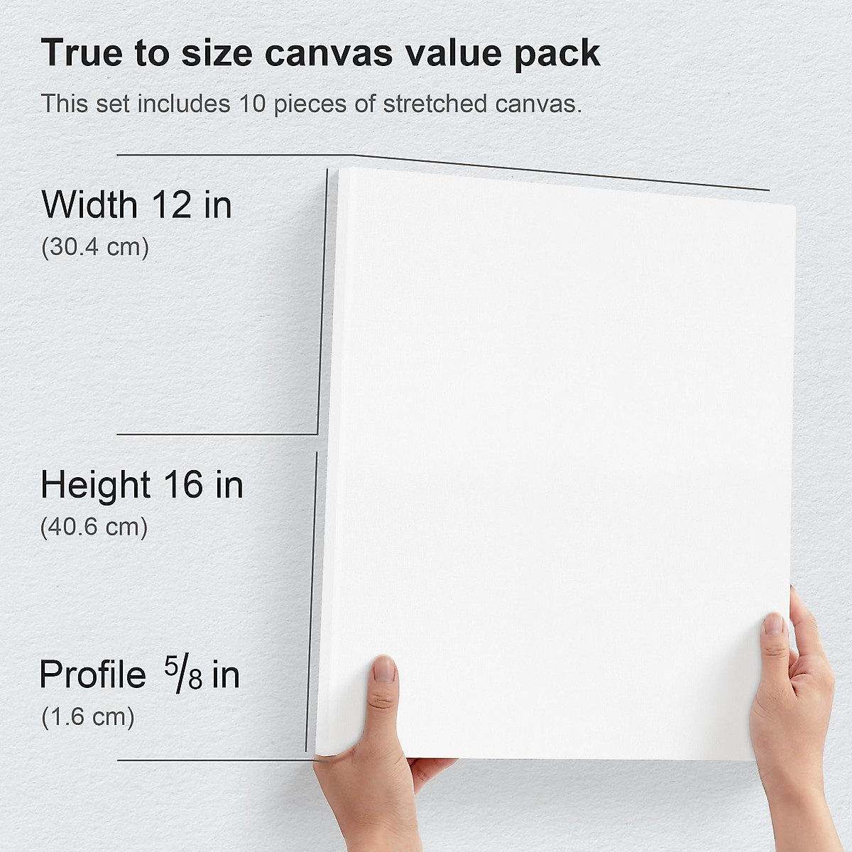 PHOENIX Stretched Canvas for Painting 12x16 Inch/10 Bulk Pack, 8 Oz Triple Primed 5/8 Inch Profile 100% Cotton White Blank Canvas, Artist Framed Canvas for Oil Acrylic & Pouring Art