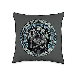 Marvel Black Panther T'Challa Wakanda Forever Throw Pillow, 16x16, Multicolor