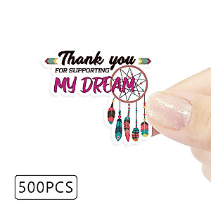 Wailozco Thank You for Supporting My Dream Dream Catcher Stickers,Handmade Stickers,Small Shop Stickers,Envelopes Stickers for Small Business, Online Retailers,Handmade Goods,500 Labels Per Roll