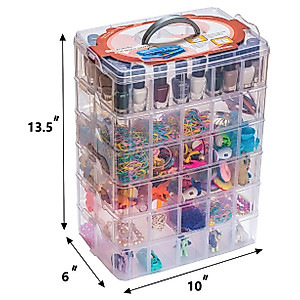 Sooyee 6 Layers Stackable Storage Container Clear 60 Adjustable Compartments,Compatible with Small Toys Arts and Crafts Piping Tips Hardware Storage Organizer