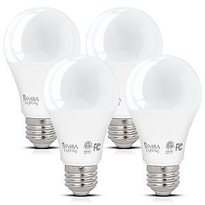 Simba Lighting LED A19 ETL Listed Light Bulbs (4 Pack) 9W 60W-75W Equivalent Standard Size Energy Efficient for Home Applications, E26 Medium Base, 2700K Warm White