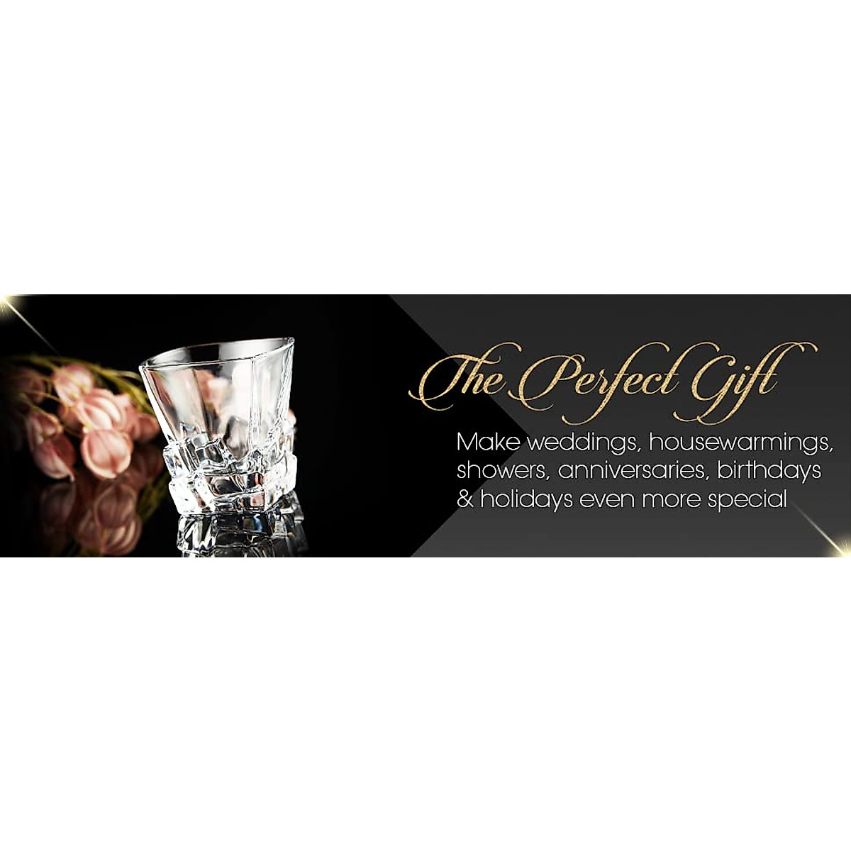 BERKWARE Lowball Whiskey Glasses - Clear Old Fashioned Glasses with Square Top Design for Bourbon, Scotch & More, 9.5oz each (Set of 6)