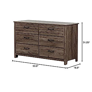 South Shore Ulysses 6-Drawer Double Dresser, Fall Oak