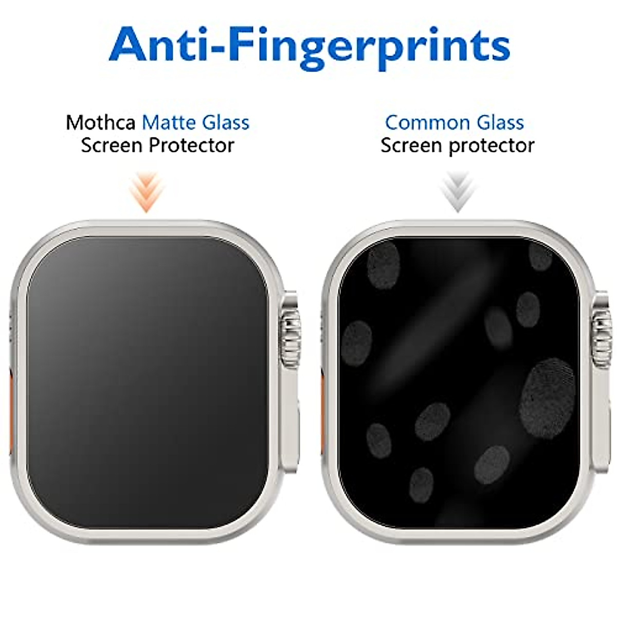 Mothca 2 Pack Tempered Glass Matte Screen Protector for Apple Watch Ultra 2 (49mm)/ Apple Watch Ultra (49mm) [Quick Fit Case] Auto-alignment HD Clear Touch Sensitive Anti-Scratch 9H Matte Glass Film