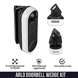Wasserstein 30° to 55° Horizontal Wedge Wall Mount Compatible with Arlo Essential Wired Video Doorbell - Flexible Mounting Options (Black) (NOT Compatible with Essential Arlo Doorbell Wire-Free)