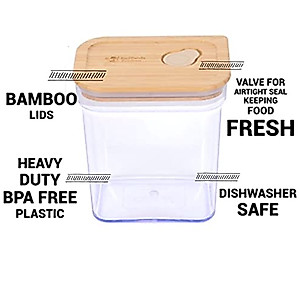 Red Panda Bamboo Plastic BPA free food storage containers with airtight bamboo lids, 3 piece set, meal prep containers