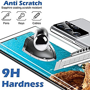 [2+2 Pack]Galaxy S21 Ultra Screen Protector, 9H Tempered, Ultrasonic Fingerprint Support, Samsung Galaxy S21 Ultra 5G Glass Screen Protector