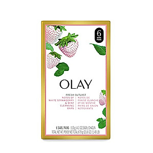 Olay Fresh Outlast Beauty Bar, Cooling White Strawberry and Mint, 6 Soap Bars