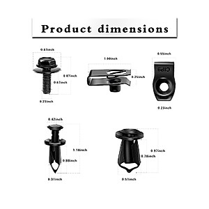 yvshy 35 PCS Car Engine Under Cover Splash Shield Guard Bolts, Bumper Fender Liner Push-Pull Fastening Rivet Clips, Metal U-Clip Retainers Kit, Universal Fastening Accessories for Most Cars (Black)