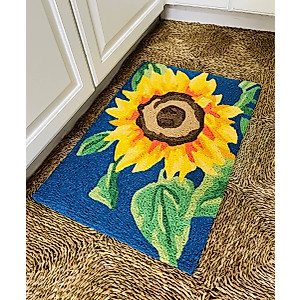 Bold Sunflower Jellybean Accent Rug with Flower Floral Rug 20"x30" Doormat