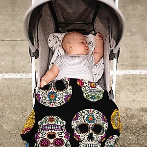 LAKIMCT Mexican Sugar Skulls Round Soft Baby Blankets for Boys Girls, Newborn Blanket for Suitable for Swaddling Sleep Stroller Cover Nursery Blanket, 35 Inch