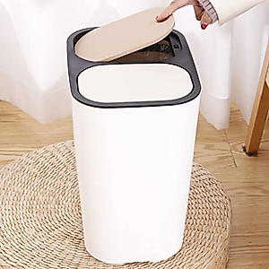 Trash Bin Trash Can Wastebasket Trash Can Garbage Can with Lid, Rectangle Plastic Push Top Dual Compartment Recycling Bin Waste Bin for Kitchen, Bathroom Garbage Can Waste Bin (Color : OneColor, Siz