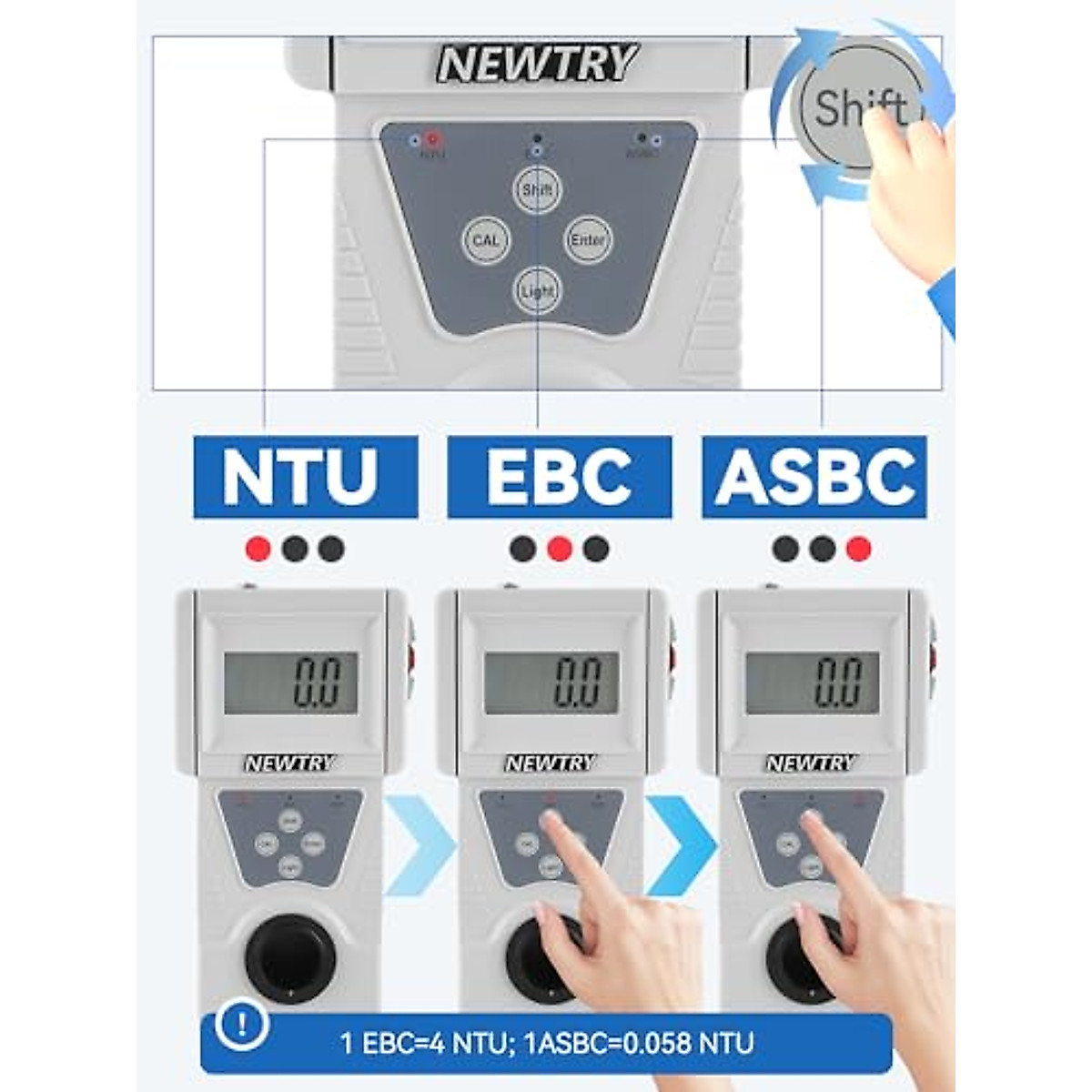 NEWTRY Turbidity Meter, Portable Digital Water Turbidimeter, ISO7027 Compliant, Accuracy 0.1, 0-200NTU, LCD with Backlight, for Lab Water Treatment Plant Wine Industry