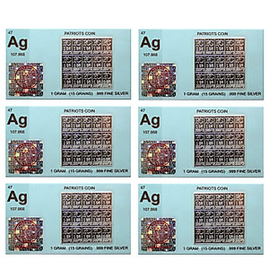 6 One Gram Pure Silver Bullion Bar Divides to 15 One Grain Bars .999 Fine Silver Snaps Apart to Individual 1 Grain Ingots