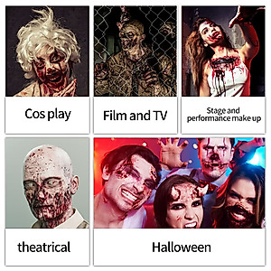 DE'LANCI SFX Makeup Kit,All-In-1 Professional Special Effects Halloween Makeup Set,Face Body Paint,Brush,Fake Scar Wax,Fake Blood,Sponge,Spatula,Cosplay Wound Molding Stage Zombie Makeup for Kid Adult