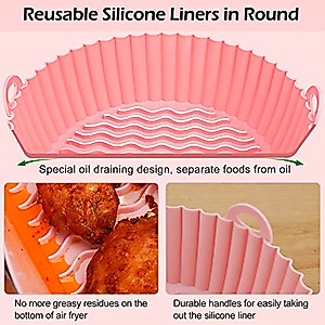 Air Fryer Silicone Liners Reusable: Ctizne 3Pcs 7.5In Silicone Pot for Air Fryer Basket, Replacement of Disposable Parchment, Airfryer Accessories for 5Qt 6Qt 7Qt Ninja Air Fryer