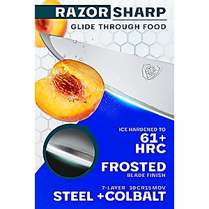 Dalstrong Chef Knife - 8 inch - Frost Fire Series Arctic Ocean - High-Chromium 10CR15MOV Stainless Steel Kitchen Knife - Sand Blasted Frosted - Ocean Teal Honeycomb Handle - Sheath - NSF Certified