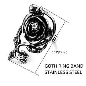 Flongo Womens Ladies Gothic Stainless Steel Rose Flower Vine Band Ring, Size 8