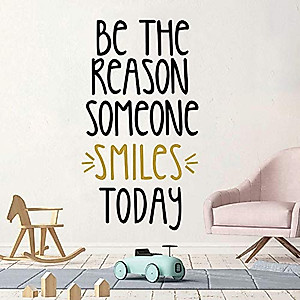 Inspirational Wall Decor Quotes for Boy Girl Room–Be The Reason Someone Smiles Today– Decor for Living Room Bedroom Classroom Playroom Nursery Girls Boys Room Wall Decals Decorations