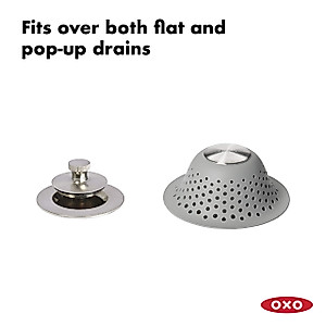 OXO Good Grips Silicone Shower & Tub Drain Protector, Gray