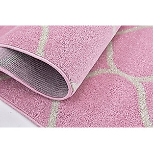 Unique Loom Trellis Frieze Collection Area Rug - Rounded (5' 1" x 8', Light Pink/ Ivory)