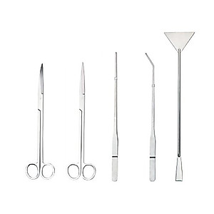 UEETEK Aquarium Tools Kit 5 in 1 Stainless Steel Fish Tank Aquatic Plant Tweezers Scissor Spatula Sets