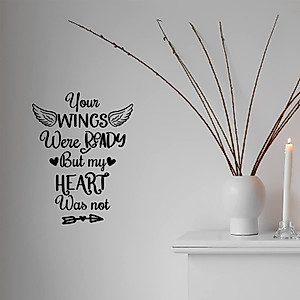 7 Pcs Vinyl Wall Quotes Stickers Memorial Wall Decals Peel and Stick Saying Sticker Because Someone We Love is in Heaven Wall Decal for Losing Home Living Room Decor