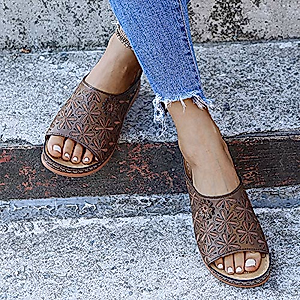 justHIGH Women's Open Toe Classic Roman Style Sandals Stretch Flatform Slide Sandal