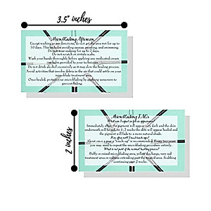 Microblading Aftercare Cards Green | 50 Pack | Disposable FAQ Microblade Printed Certified Recommended Care Instructions 3.5 x 2" inches Microblading Supplies Client Take Home