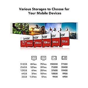 Lexar 32GB Micro SD Card, microSDHC UHS-I Flash Memory Card with Adapter - Up to 100MB/s, U1, Class10, V10, A1, High Speed TF Card