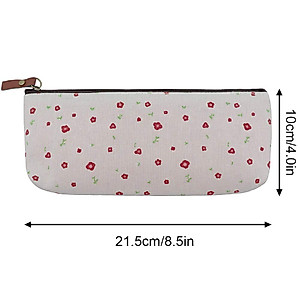 Countryside Flower Floral Cosmetic Makeup Bag Cute Floral Flower Canvas Zipper Pencil Pen Cases, Multi-functional lovely Flower Tree Fabric Coin Purse(4 Pcs)