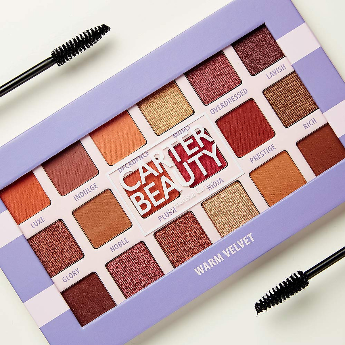 Carter Beauty by Marissa Carter 18 Shade Eyeshadow Palette | Long Lasting Eye Shadow Makeup | Shimmer & Matte Vibrant Colors (Warm Velvet)