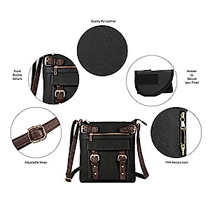 Jessie & James 2 Toned Belt Concealed Carry Crossbody Bag Gunbag Shoulder Purses For Women with Lock and Key | Black