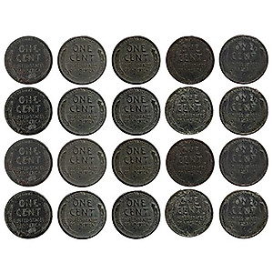 1943 Various Mint Marks Count of 20 Genuine World War II WWII Steel Pennies P, D & S Mint Marks All Grade Better Than Cent Seller Fine