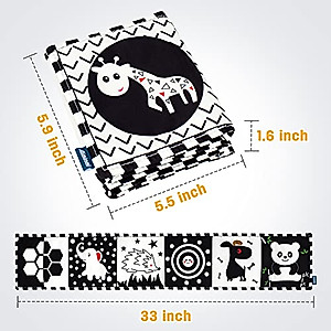 SYNARRY Baby Toys, High Contrast Baby Book for Newborn Toys 0-3 Months Baby Cloth Books 0-6 Months Black and White Books for Babies Tummy Time Toys for Babies 0-6 Months
