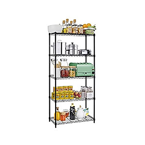 5-Tier Metal Wire Shelving Unit Kitchen Shelf Organizer Garage Storage Rack Utility Shelf Snack Shelf, NSF Certified Storage Shelves for Storage, Garage Shelving Kitchen Storage Shelf Pantry Shelves