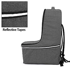 Teamoy Car Seat Travel Bag, Car Seat Gate Check Bag with Top Handle and Reflective Tapes, Infant Carseat Carrier Covers for Airplane, Gray