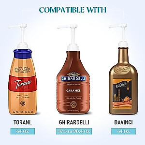 Sauce Pump Fit for Torani 64 Ounce Bottles, Syrup Pump Dispenser for Chocolate Caramel Sauces Sauce Pump Dispenser for Ghirardelli Bottles (4 Packs)