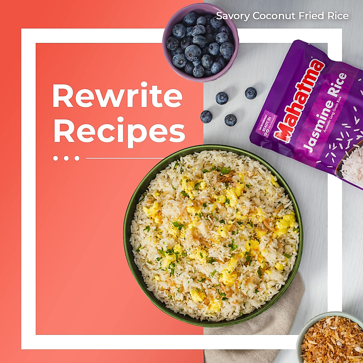 Mahatma Ready to Heat Jasmine Rice, Precooked Rice, Microwaveable in 90 Seconds, Six 8.8-Ounce Bags